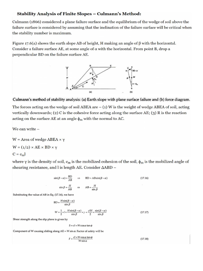 Culmann's Method_Slope Stability | PDF