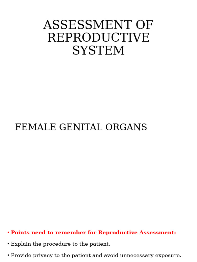 Female Reproductive System Assessment Guide | PDF