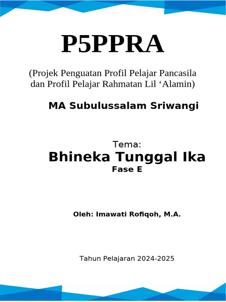 Modul p5ppra Bhineka Tunggal Ika Mas 2024-2025 | PDF