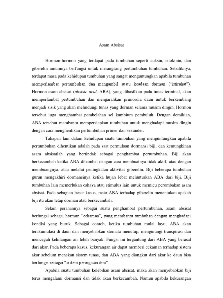 Peran Hormon Asam Absisat pada Tumbuhan | PDF | Sains & Matematika