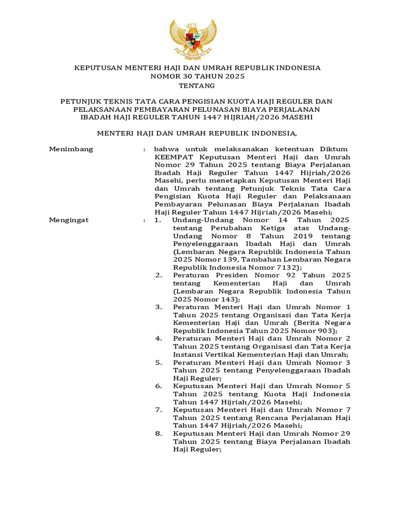Petunjuk Pengisian Kuota Haji 2026 | PDF