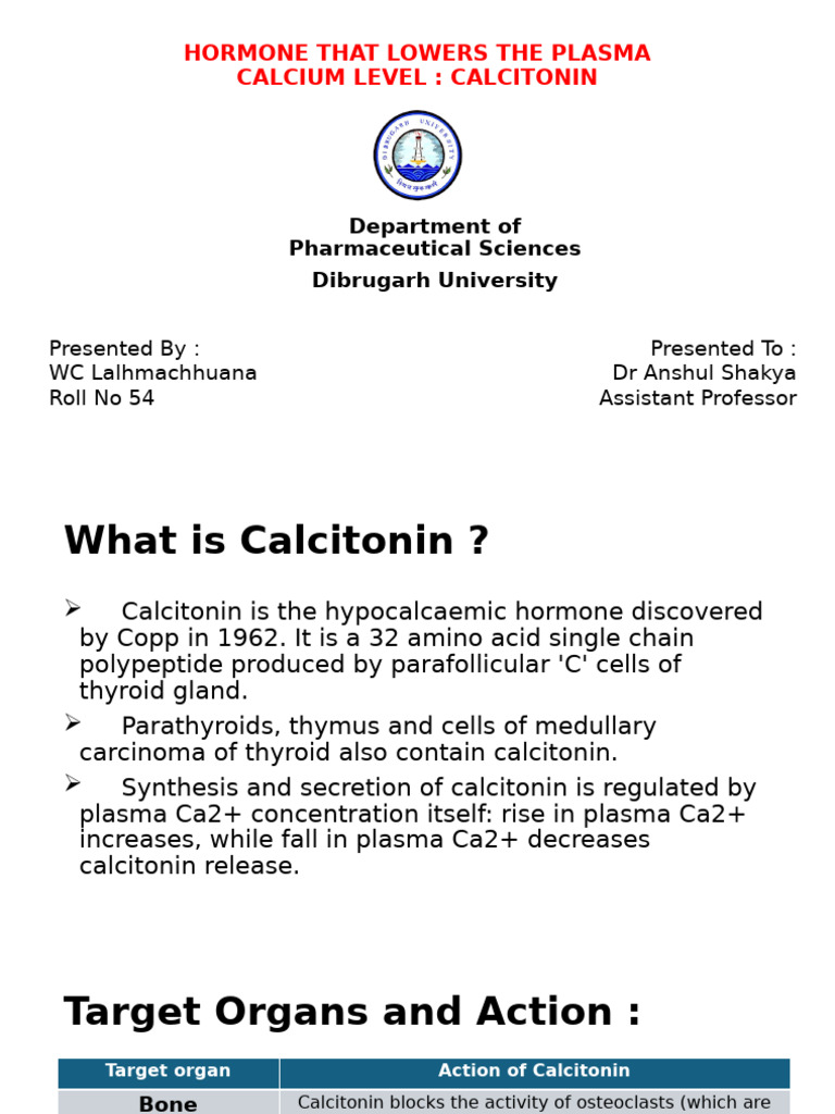 Understanding Calcitonin's Role in Calcium Regulation | PDF