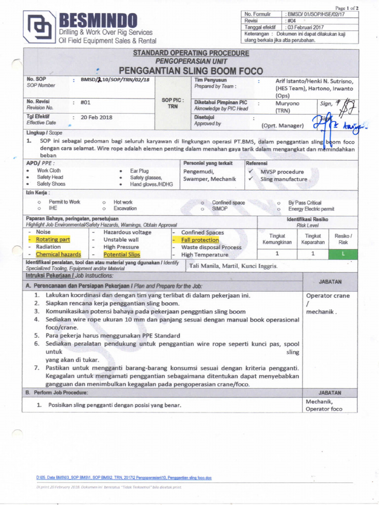 2.10 Penggantian Sling Boom Foco | PDF