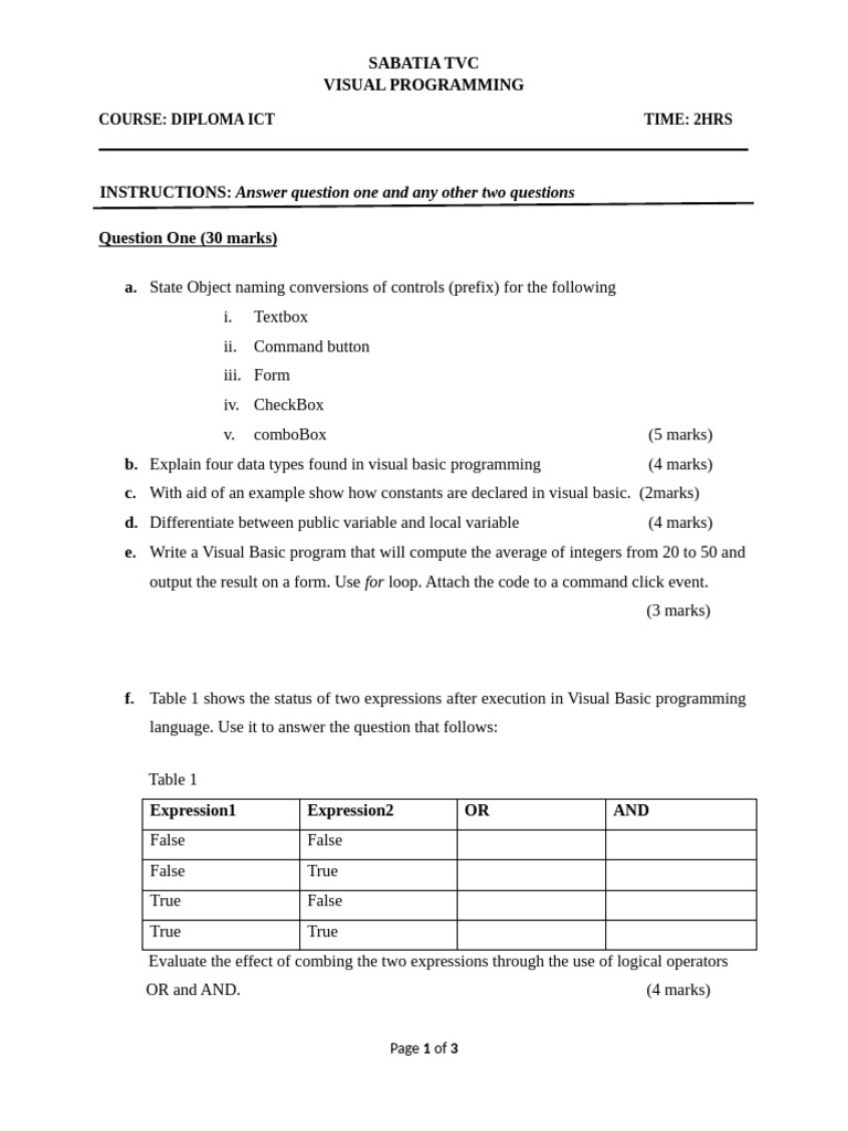 Visual Programming 2025 | PDF | Control Flow | Basic