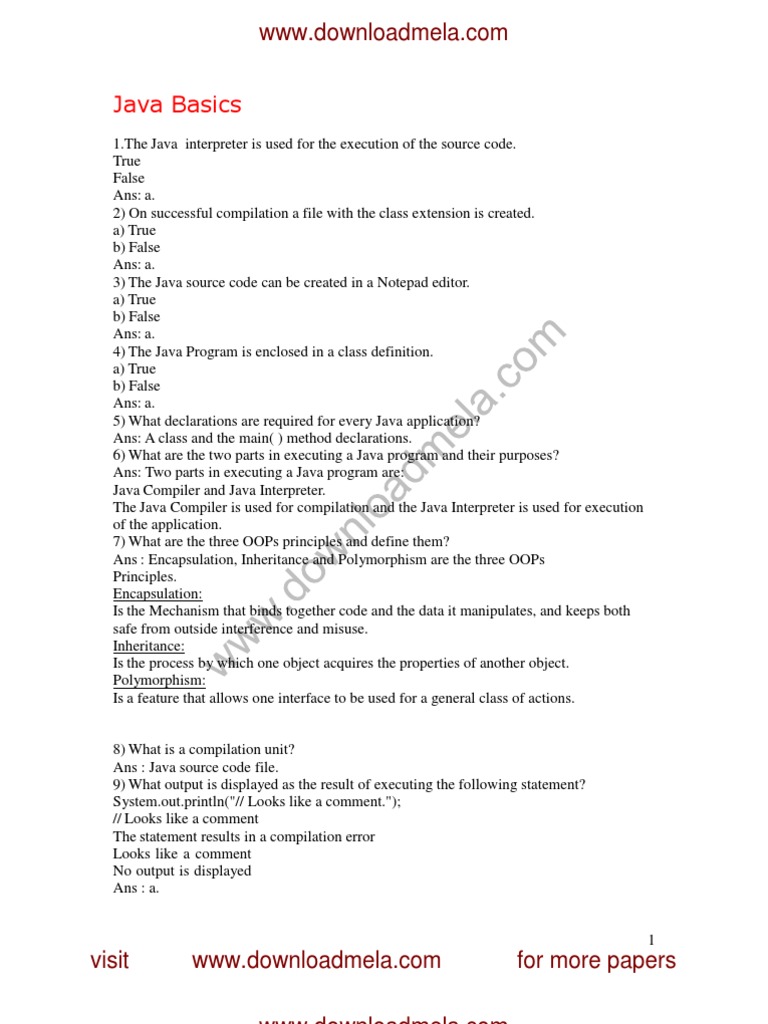 Java Aptitude Questions | PDF | Inheritance (Object Oriented ...