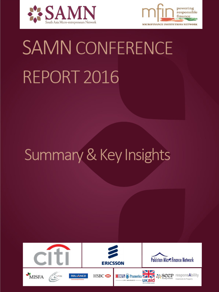 SAMN Conference Report - 2016 | PDF | Financial Inclusion | Microfinance