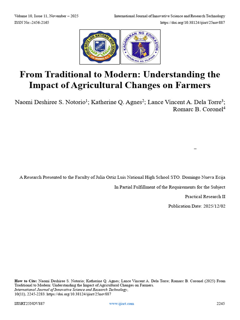 From Traditional to Modern: Understanding the Impact of Agricultural ...