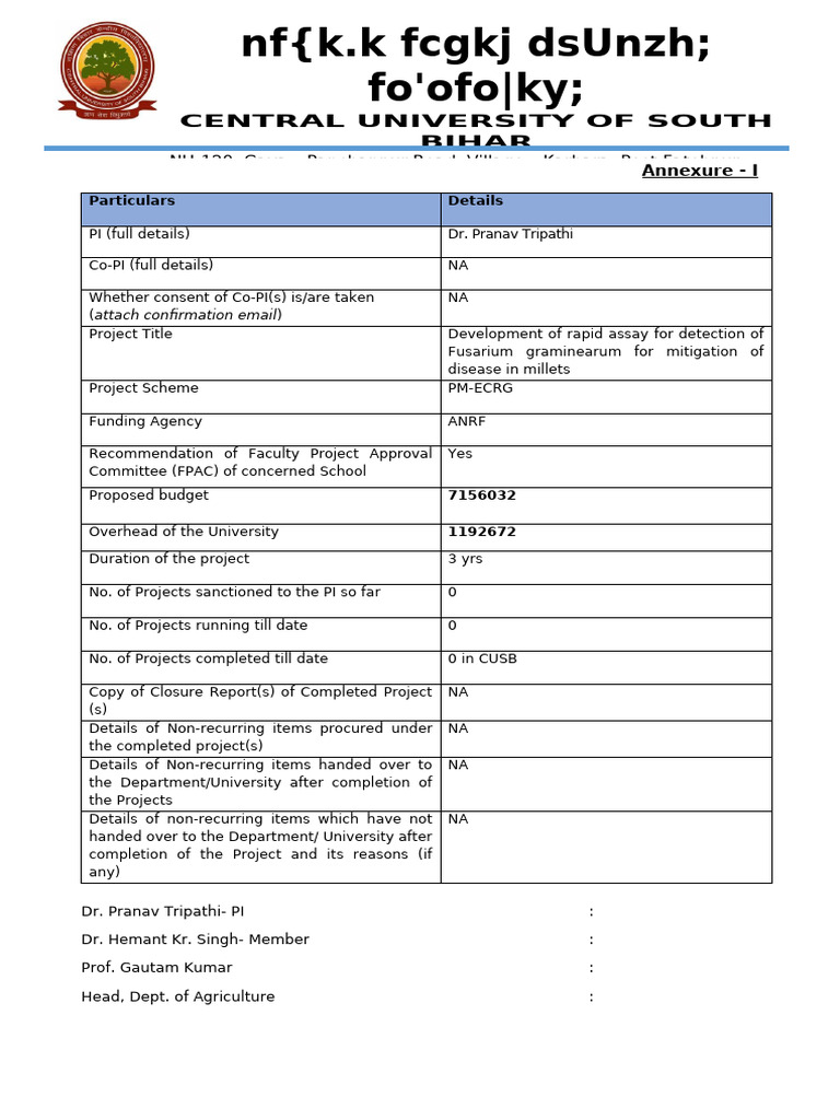 Project Proposal Annexure-I | PDF