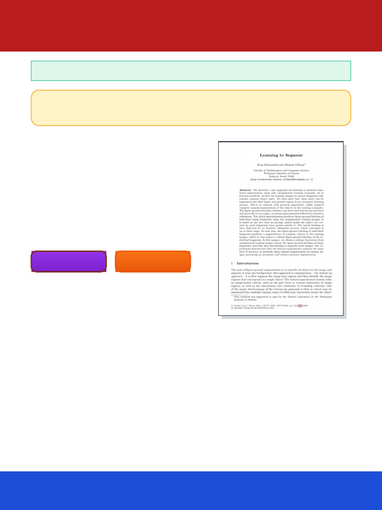 Learning to Segment 1st edition by Eran Borenstein, Shimon Ullman ISBN ...