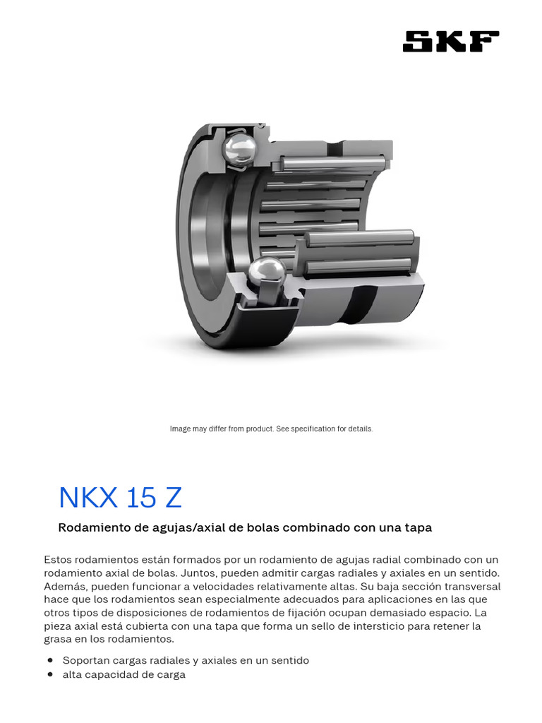 NKX 15 Z - Rodamientos de Agujas - Axiales de Bolas Combinados - SKF ...