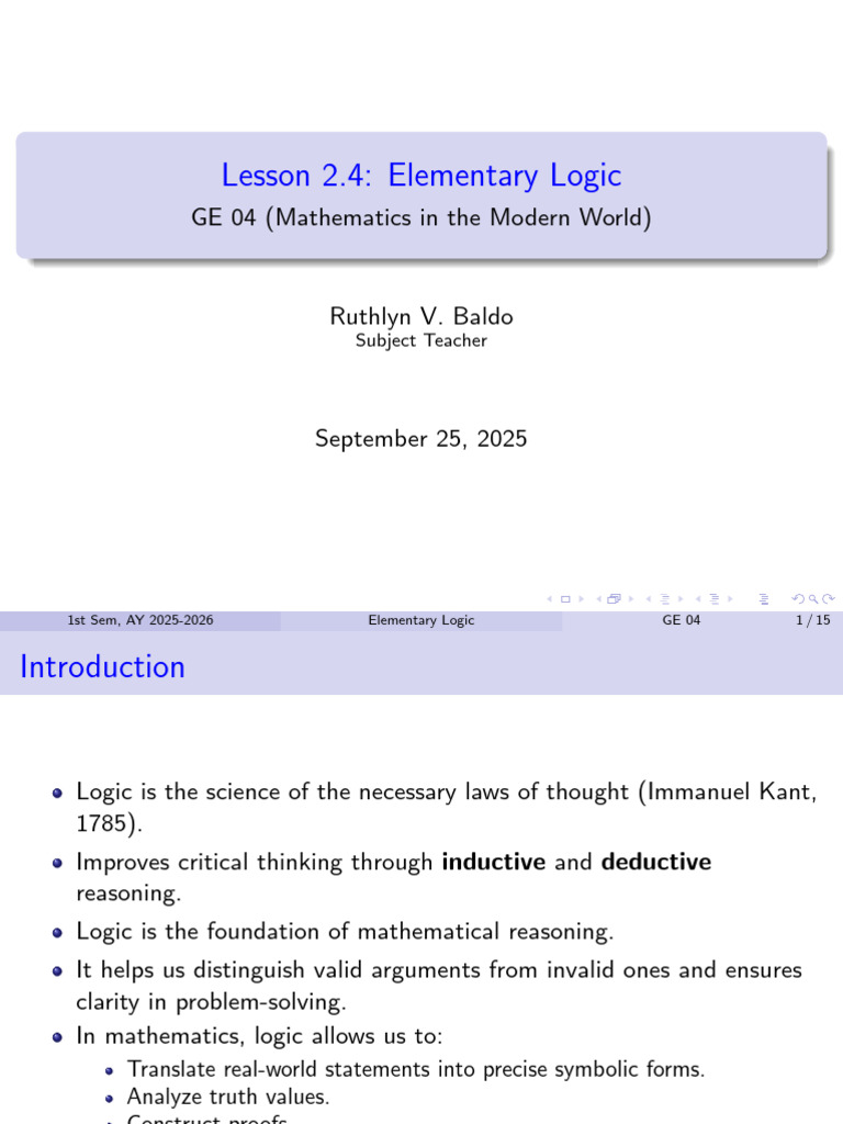 Understanding Elementary Logic Concepts | PDF | Logic | Theorem