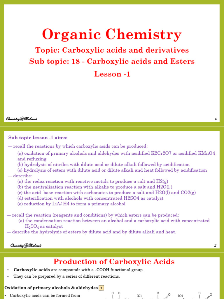18a Carboxylic Acids and Derivatives | PDF | Ester | Hydrolysis