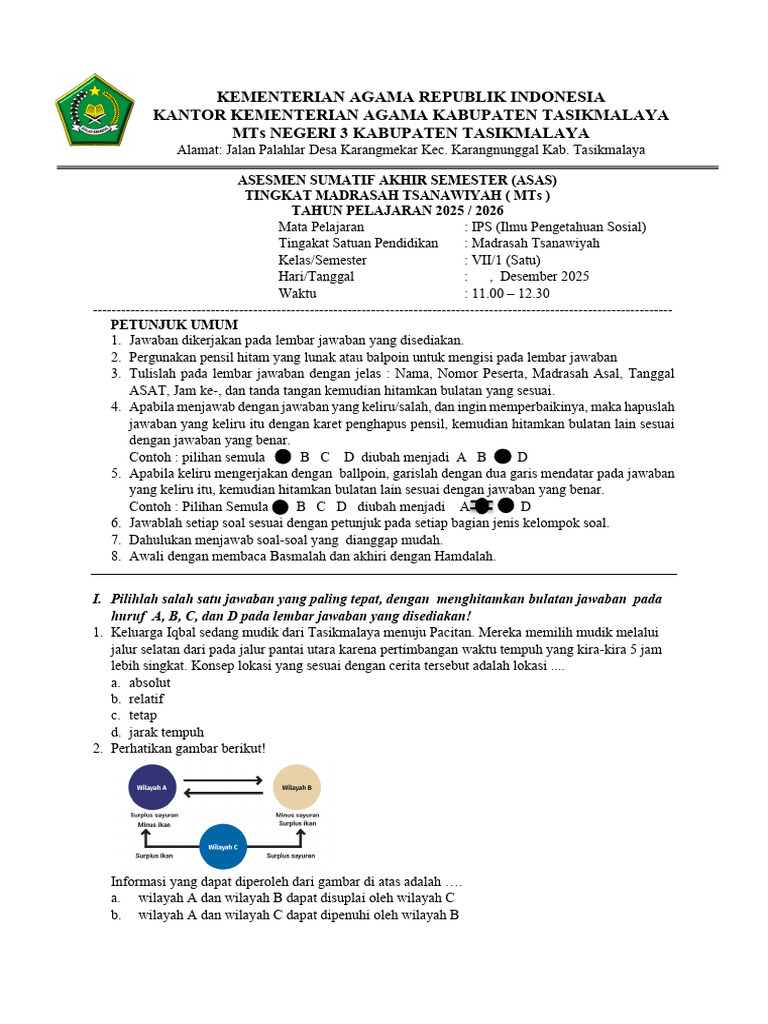 3. Soal Asas Ips Kelas Vii Ta 2025 | PDF