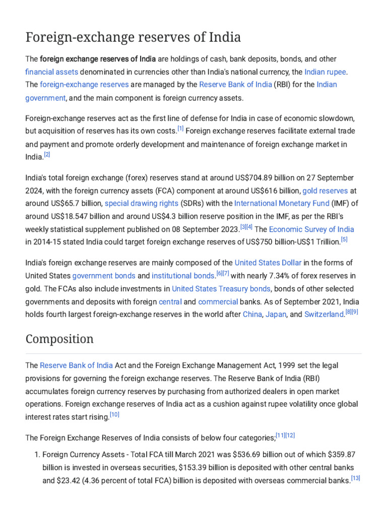 Foreign-exchange Reserves of India - Wikipedia | PDF | Financial ...