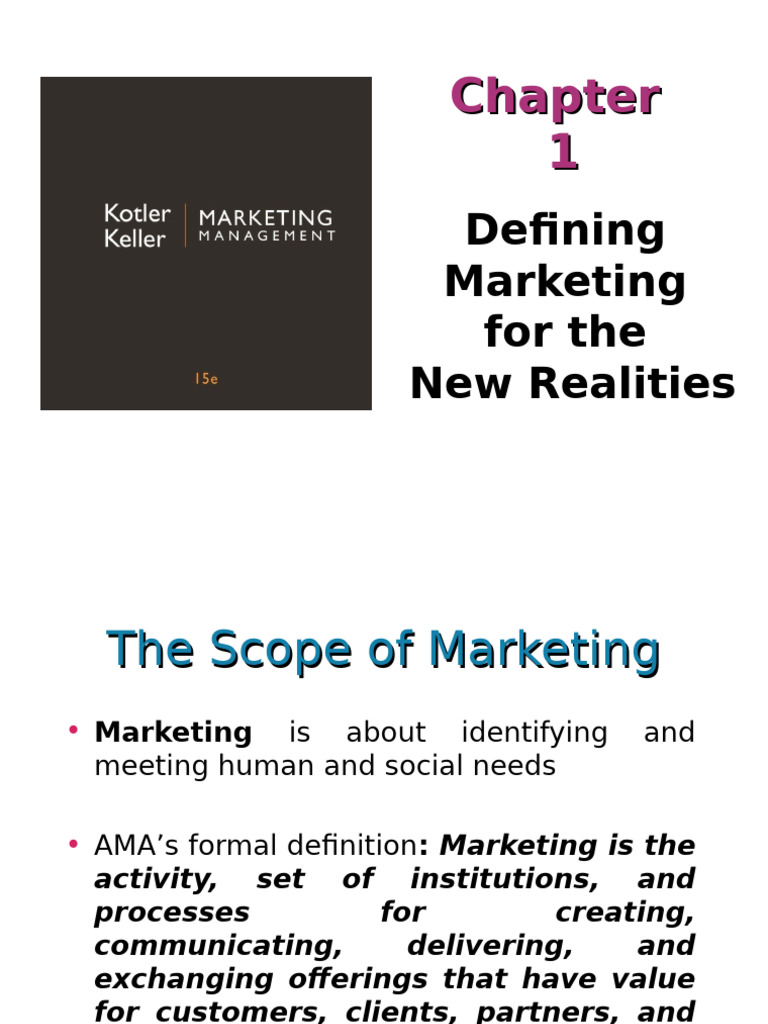 1_Chapter One_Defining Marketing for the New Realities | PDF ...