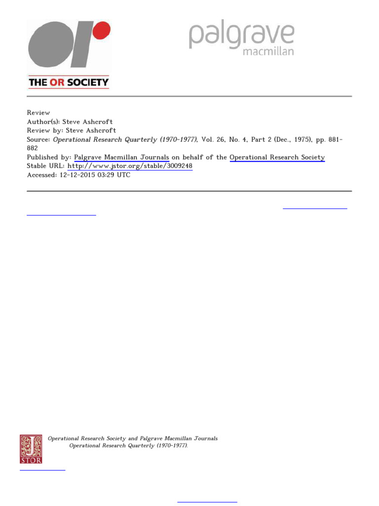 Operational Research Society and Palgrave Macmillan Journals ...