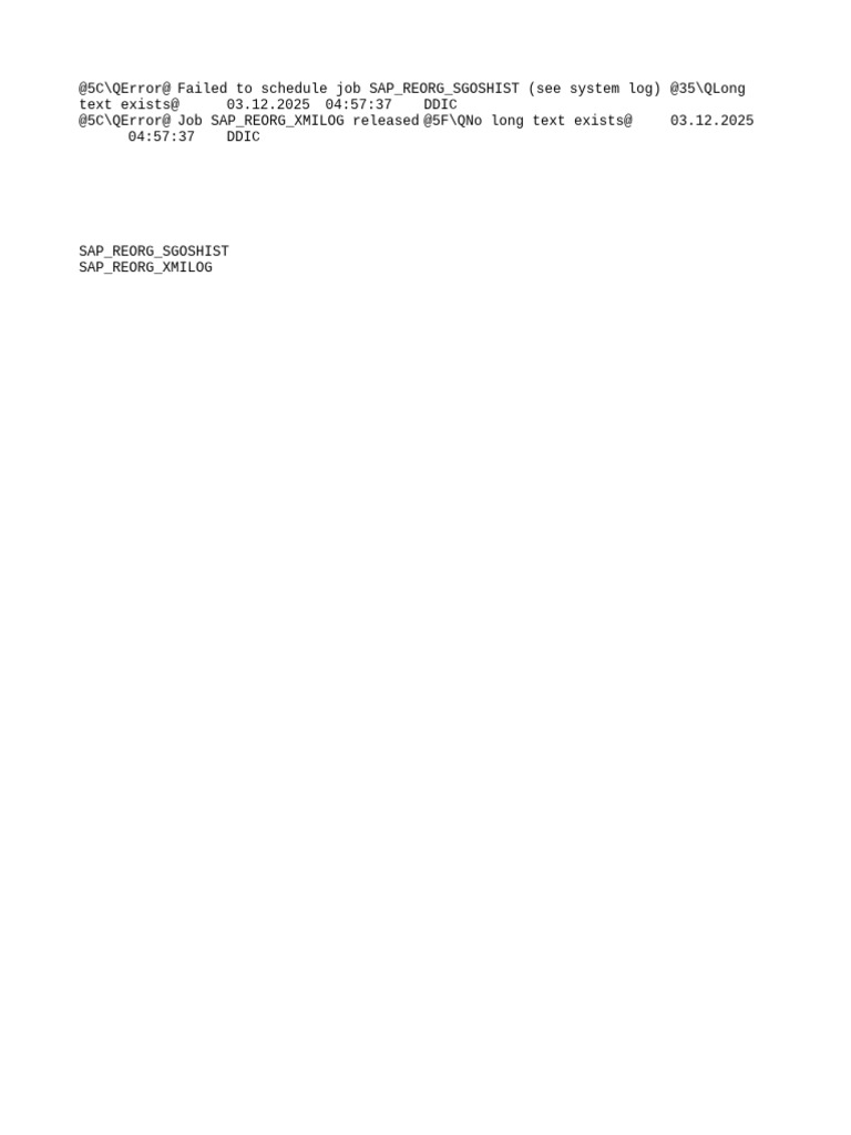 SAP Job Scheduling Errors Log | PDF