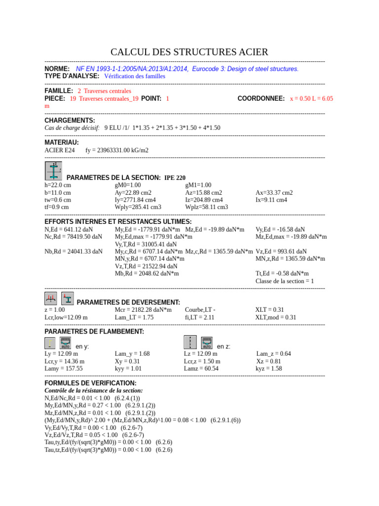 Calcul de structures acier selon Eurocode | PDF