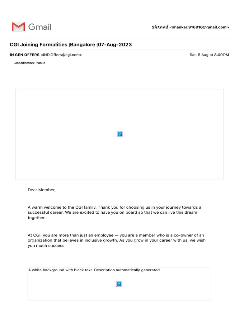 CGI Joining Formalities Checklist | PDF | Authentication | Government ...