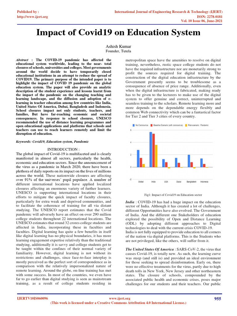 IJERT Impact of Covid19 On Education Sys | PDF | Learning | Distance ...