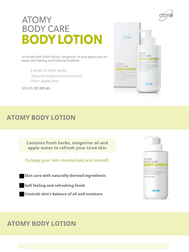 035 Product Ppt Atomy Body Lotion 160719 v2 | PDF