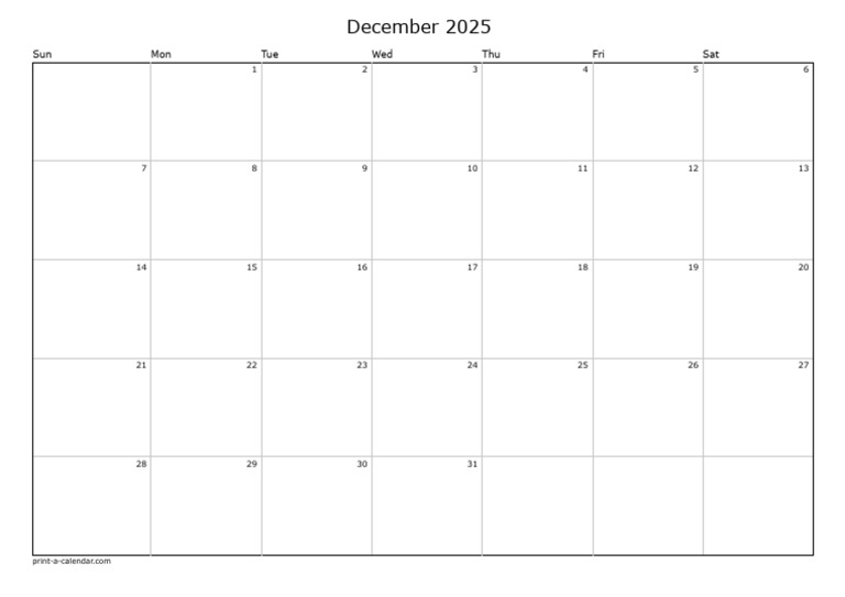 December 2025 Printable Calendar | PDF