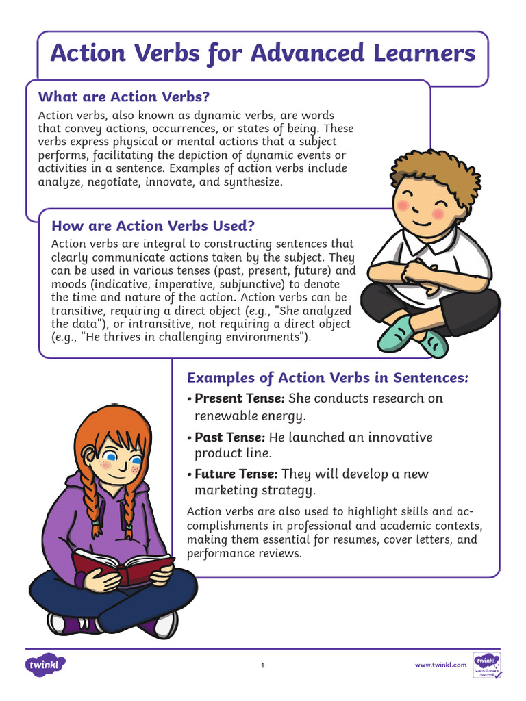 Action Verbs - Level Advanced | PDF | Verb | Grammatical Tense