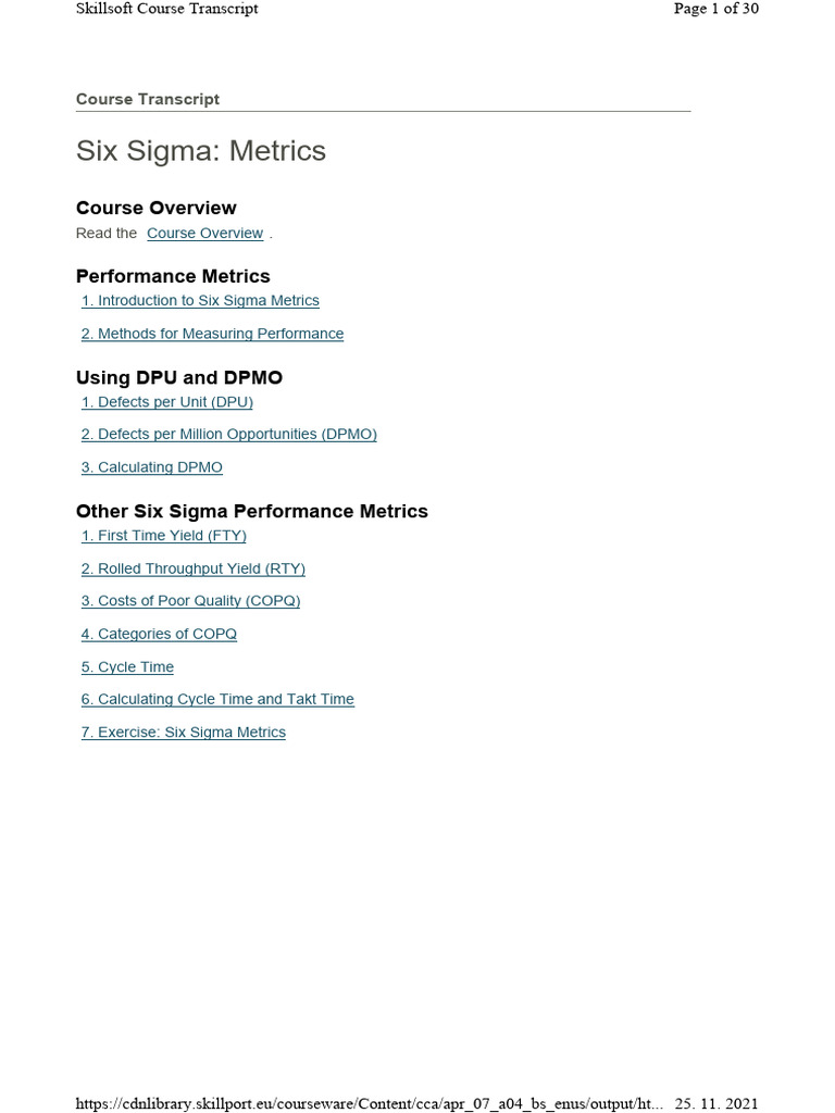 Six Sigma Metrics | PDF | Six Sigma | Standard Deviation