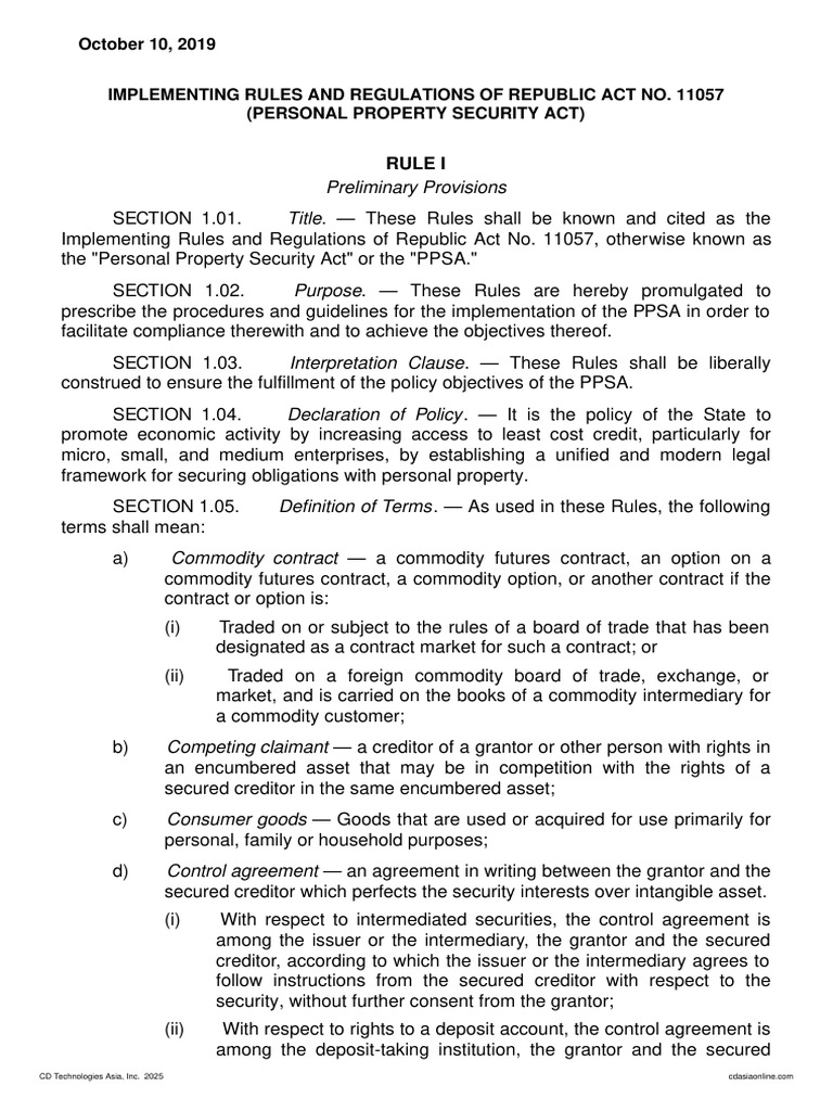Implementing Rules and Regulations of Republic Act No. 11057 (Personal ...