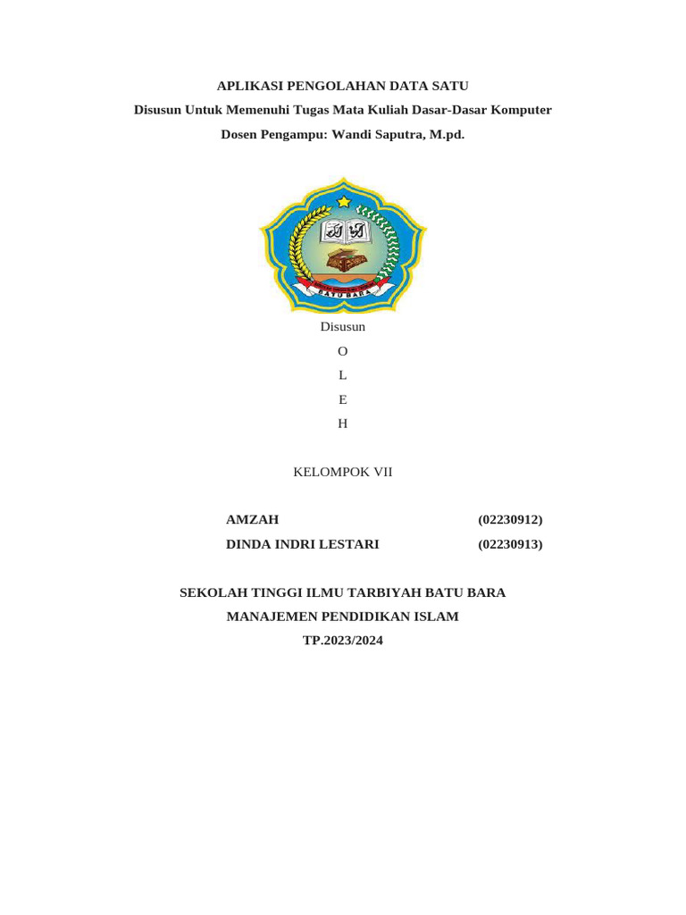 Aplikasi Pengolahan Data Satu | PDF