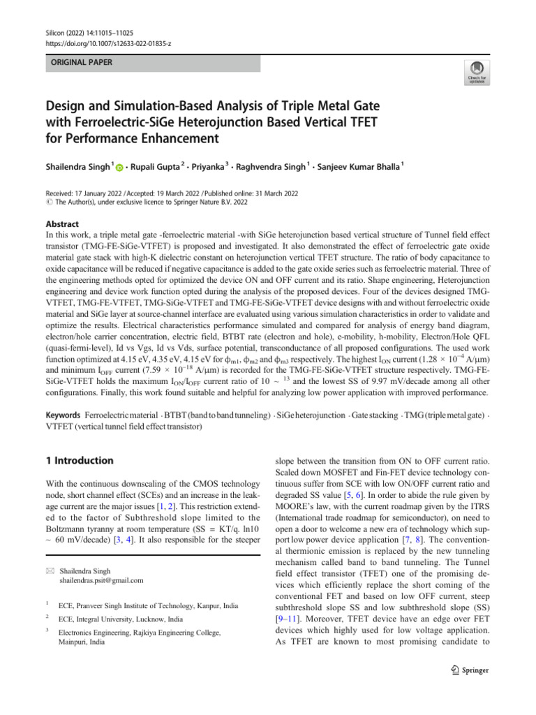 1.Design and Simulation-Based Analysis of Triple Metal Gate With ...