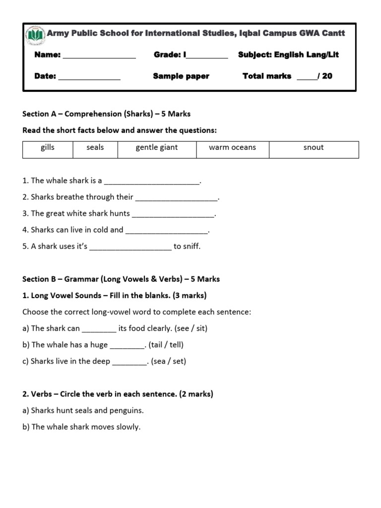 English Sample Paper 251201 060909 | PDF