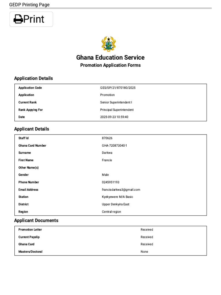 Promotion Application | PDF