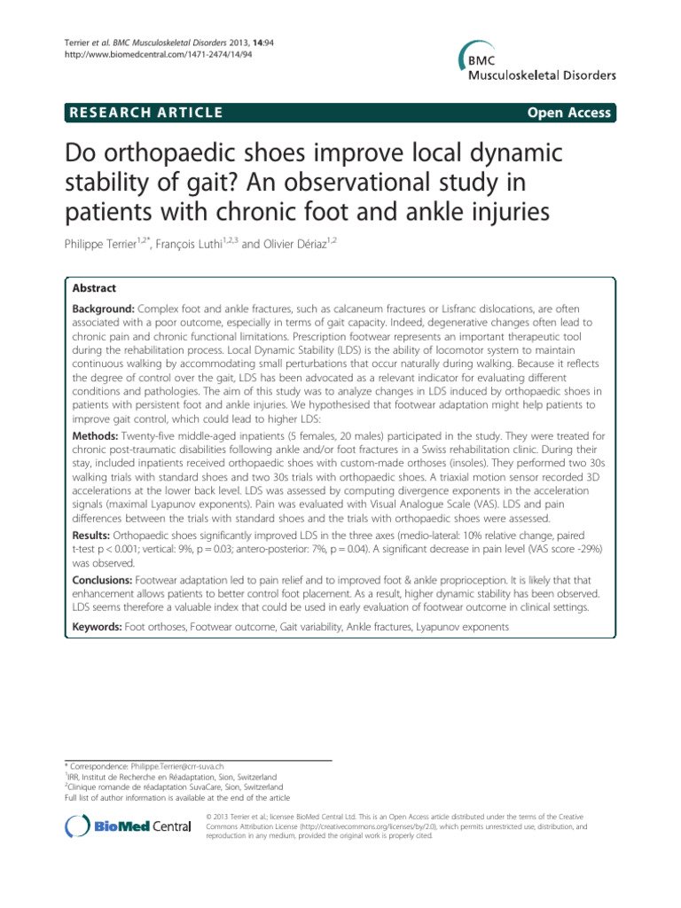 Impact of Orthopaedic Shoes on Gait Stability | PDF | Effect Size | Walking