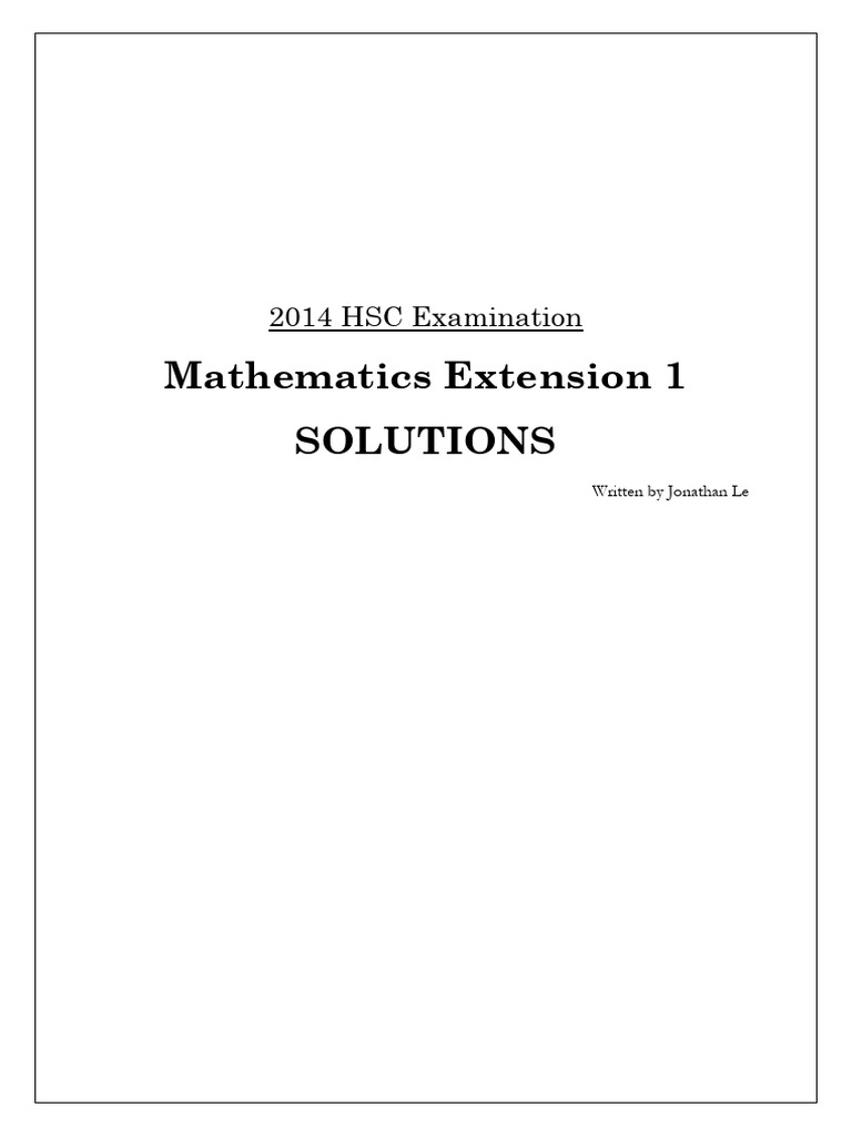 2014 HSC Mathematics Extension 1 Solutions | PDF | Circle ...