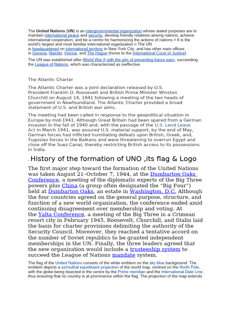 History Icse Project | PDF | United Nations | International Relations