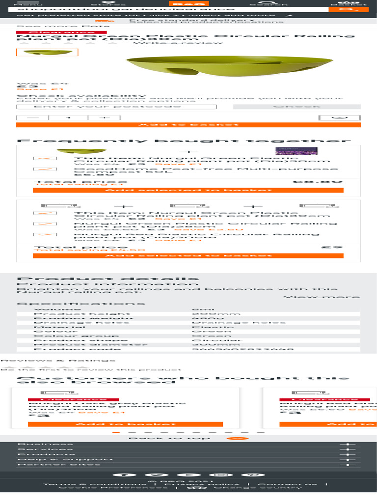 Nurgul Green Plastic Circular Railing Plant Pot (Dia) 30cm DIY at B&Q | PDF