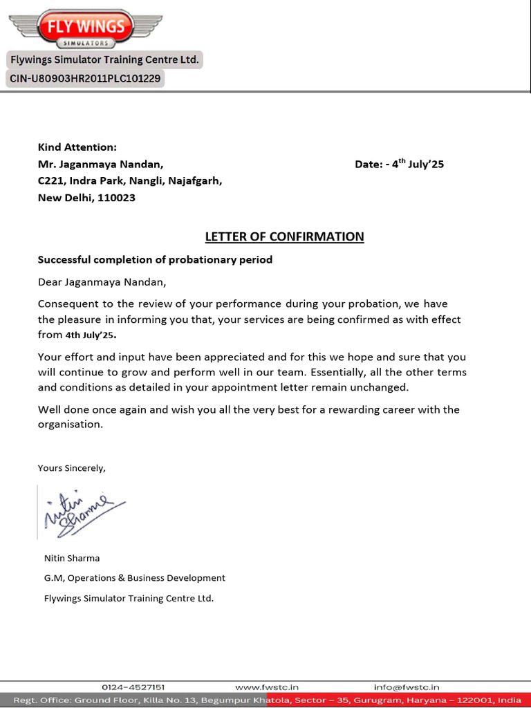 Confirmation of Probation Completion | PDF