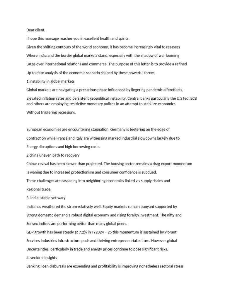 10 July Letter Report | PDF | Inflation | Recession