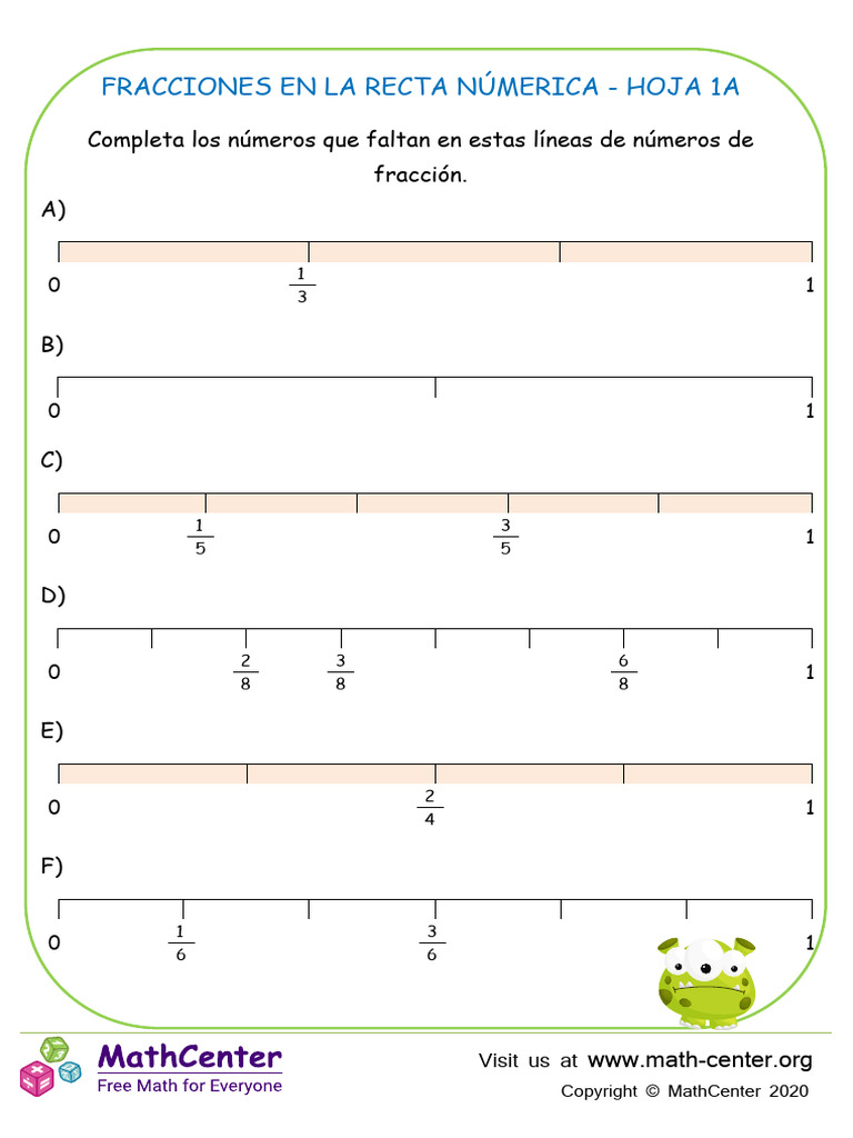 Fracciones en La Recta Numérica | PDF
