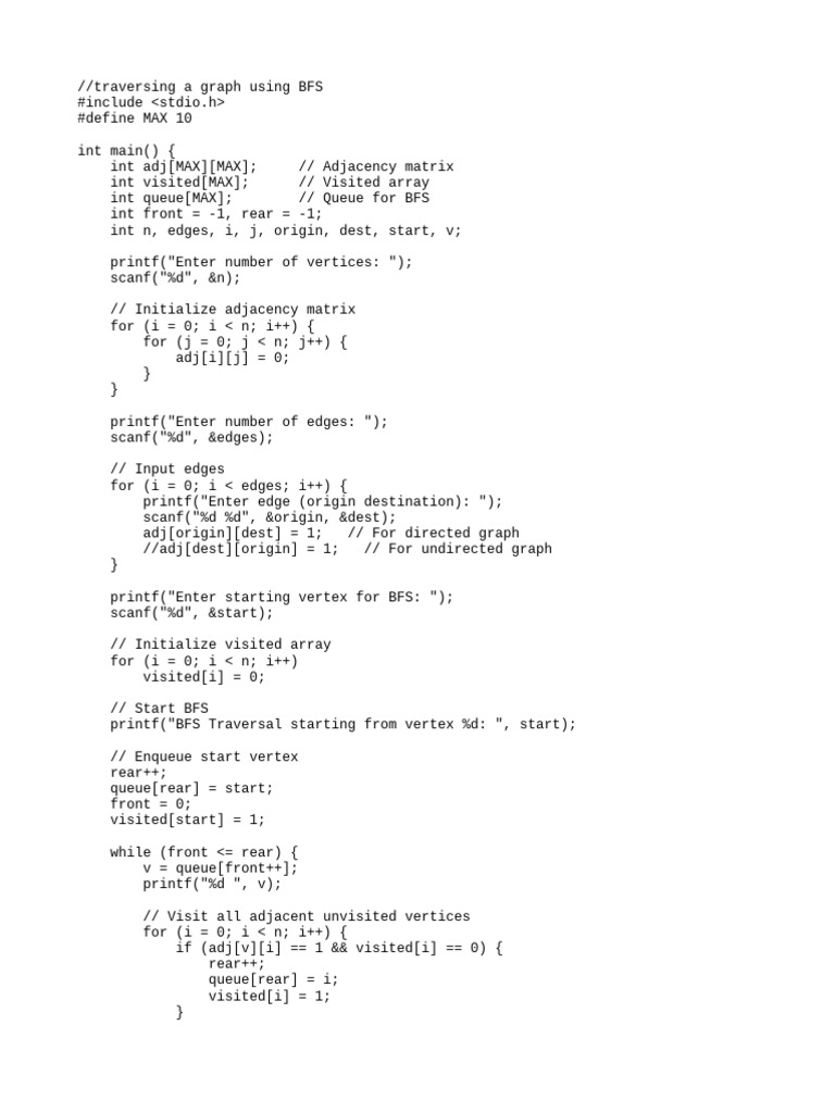 Traversing A Graph Using BFS | PDF