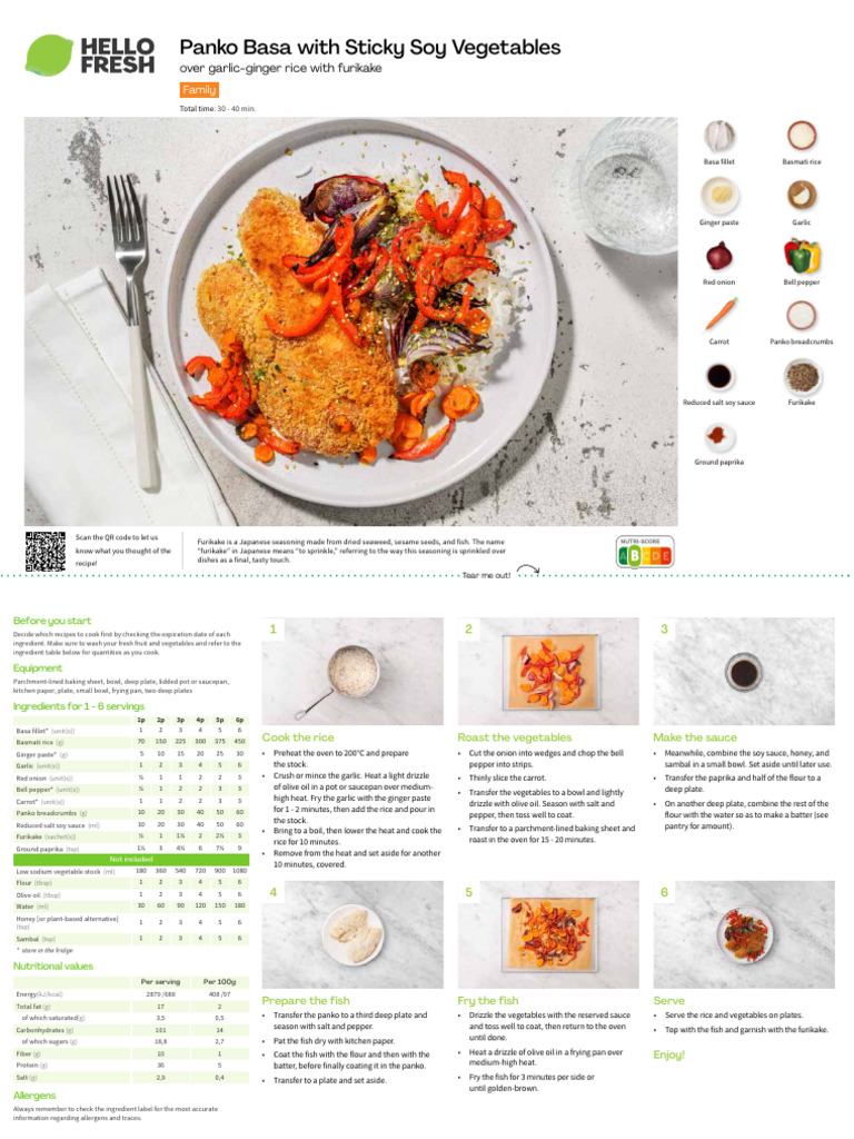 Panko Basa with Sticky Soy Vegetables | PDF | Hamburgers | Curry