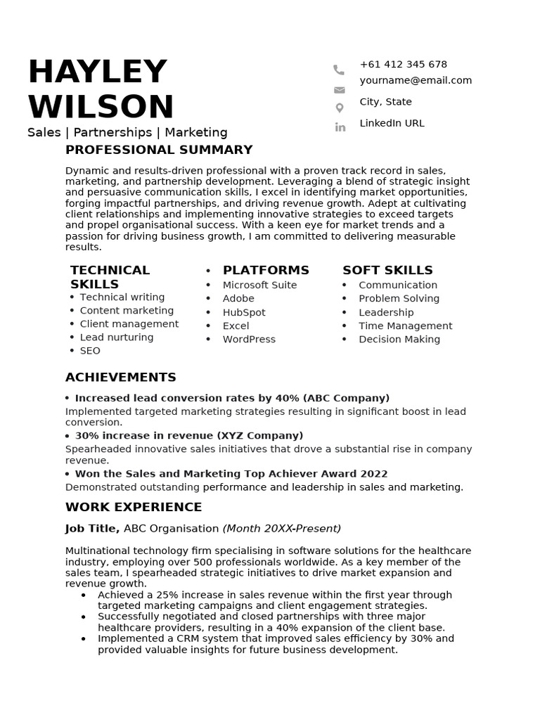 Sales and Marketing Professional Profile | PDF | Marketing | Economies
