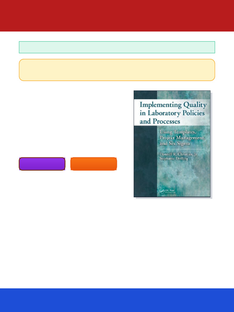 Implementing Quality in Laboratory Policies and Processes Using ...