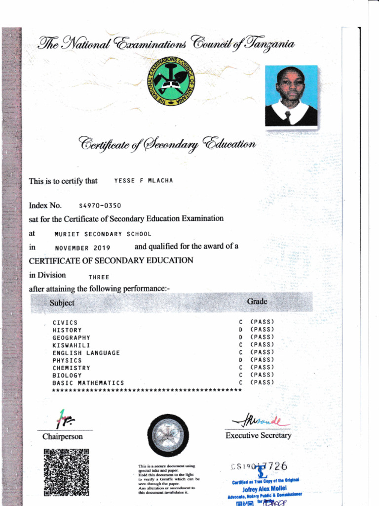 Certificate of Secondary Education 2019 | PDF
