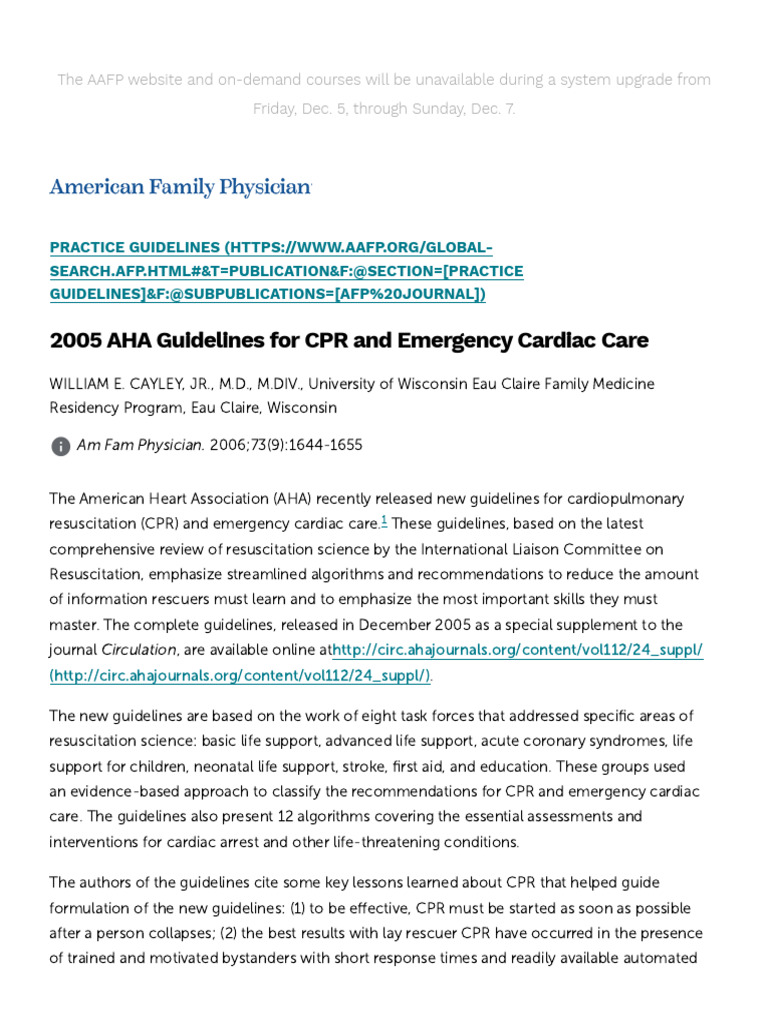 2005 AHA CPR Guidelines Overview | PDF | Cardiopulmonary Resuscitation ...