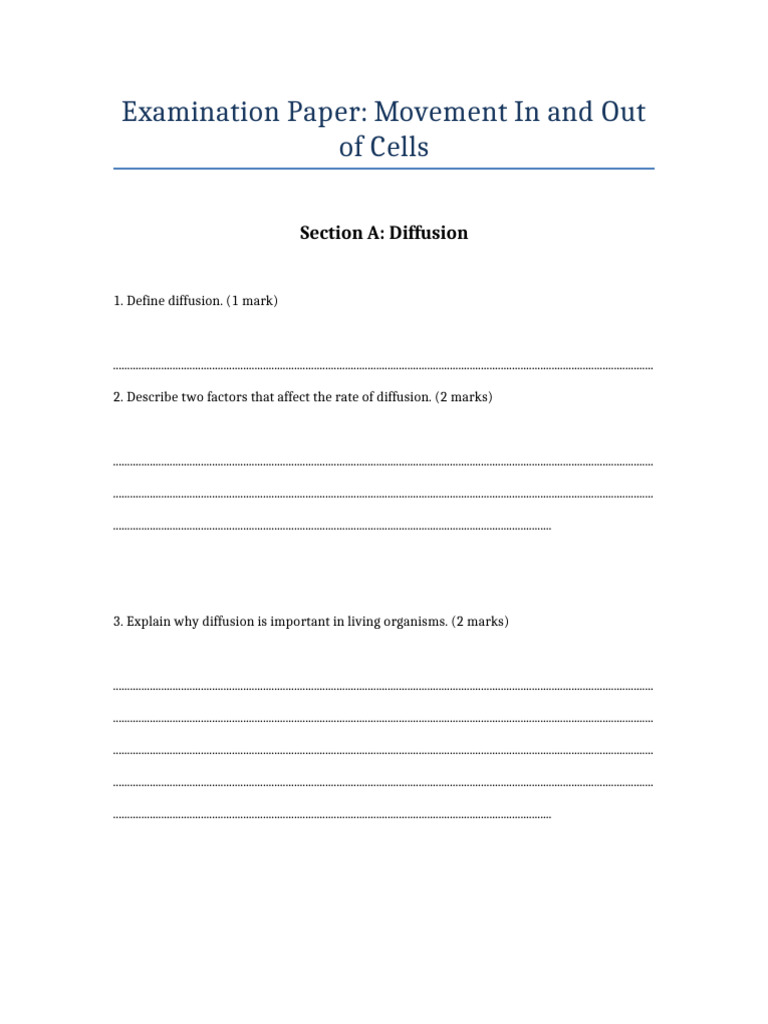 IGCSE Biology Chapter 3 Movement | PDF | Osmosis | Diffusion