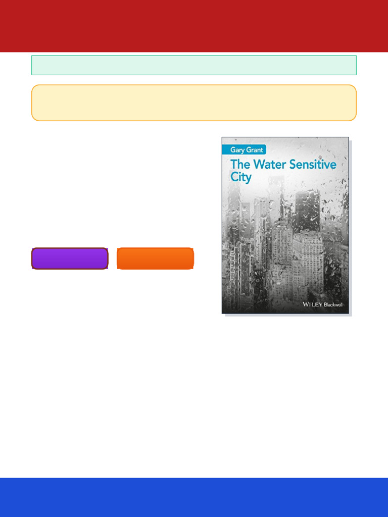 The Water Sensitive City 1st Edition Gary Grant ebook instructor ...