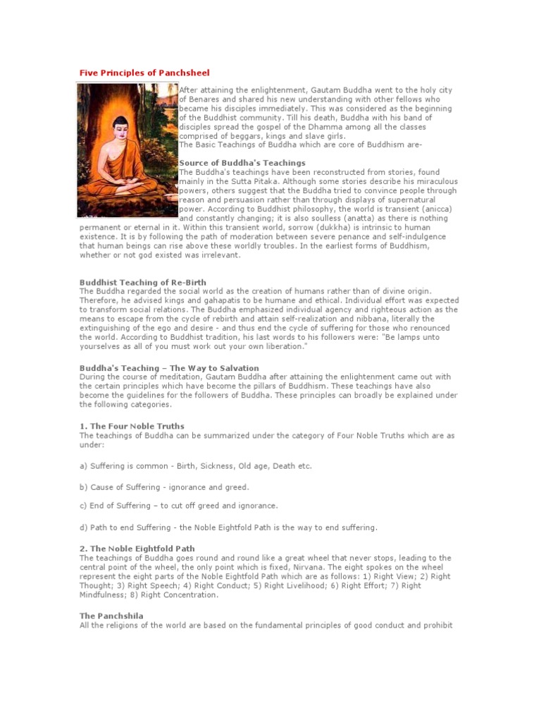 Five Principles of Panchsheel | Noble Eightfold Path | Gautama Buddha