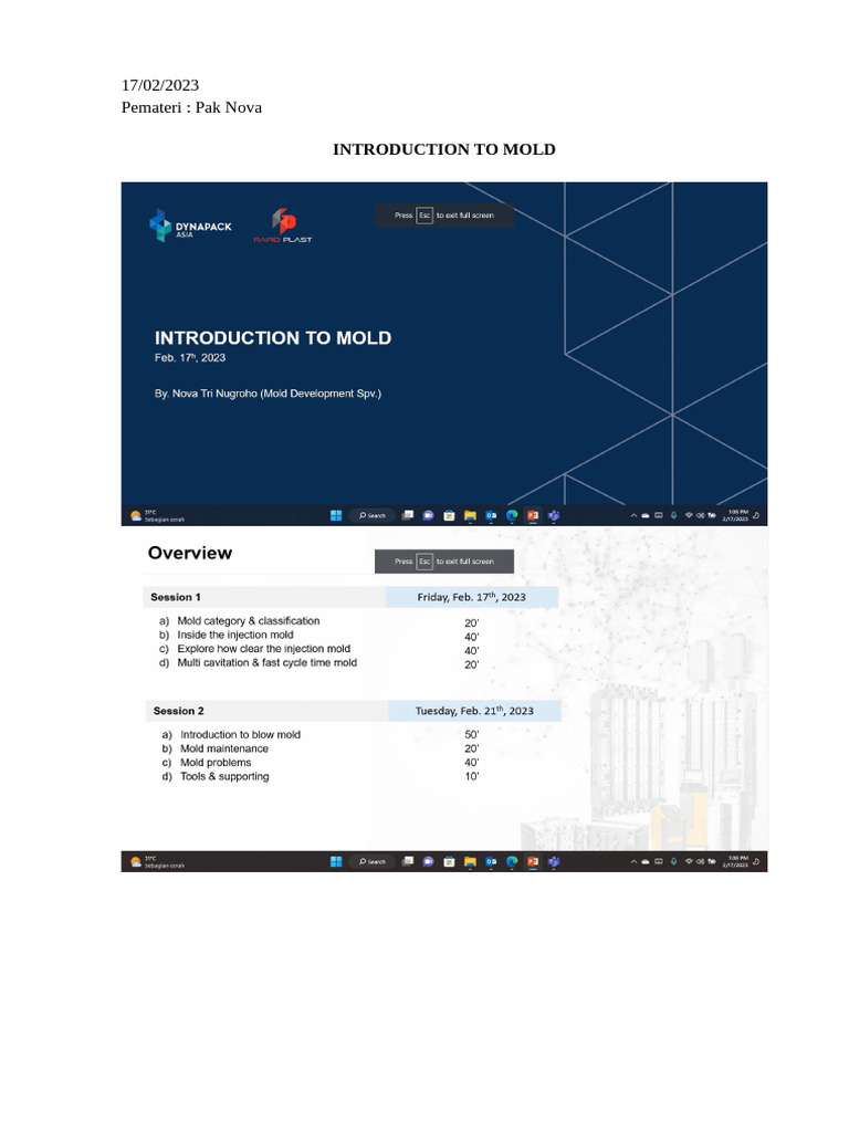 Panduan Lengkap Proses Mold Injeksi | PDF